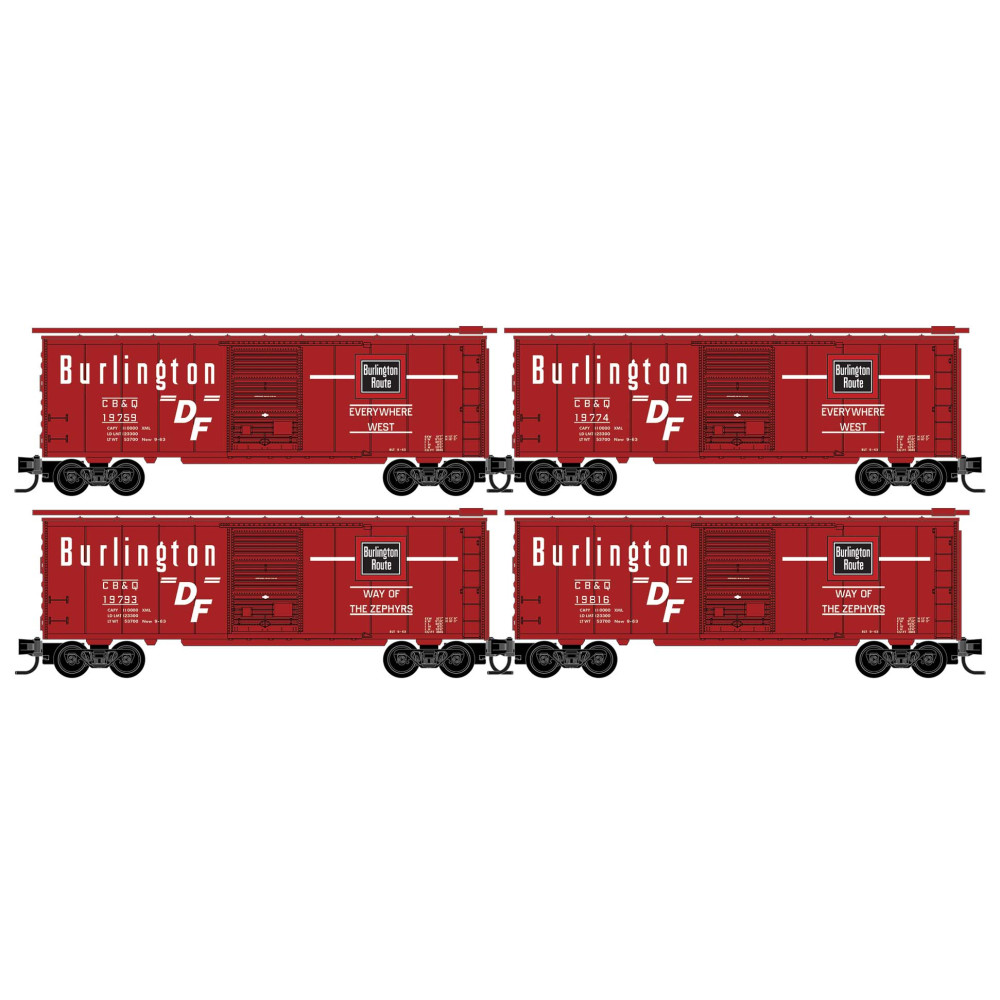 Micro Trains | N Scale - Chicago, Burlington and Quincy 4-Car Runner Pack #240